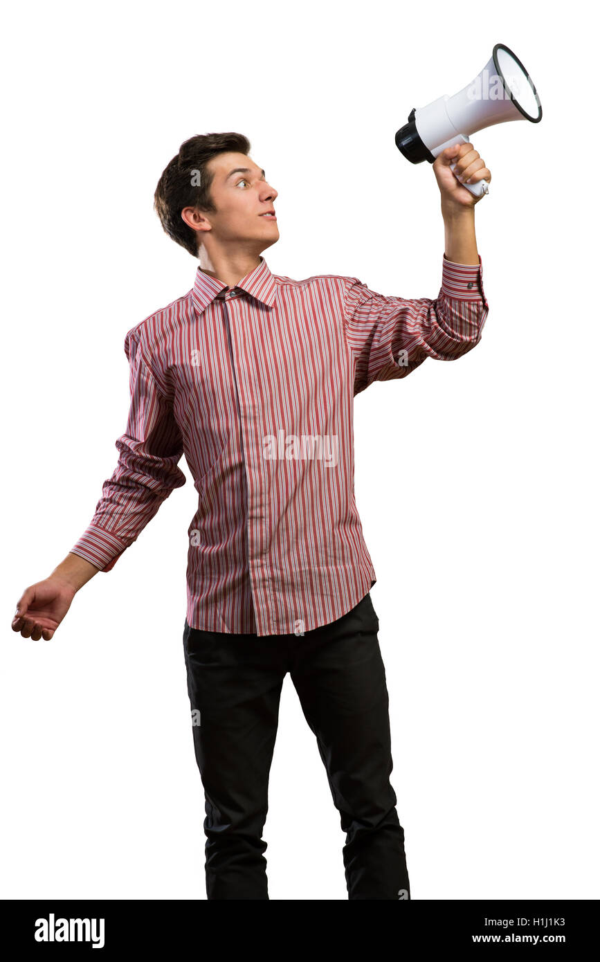 man with megaphone Stock Photo - Alamy