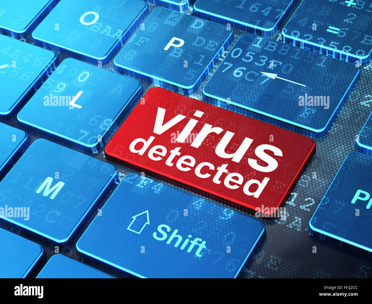 Safety concept: Virus Detected on computer keyboard background Stock ...