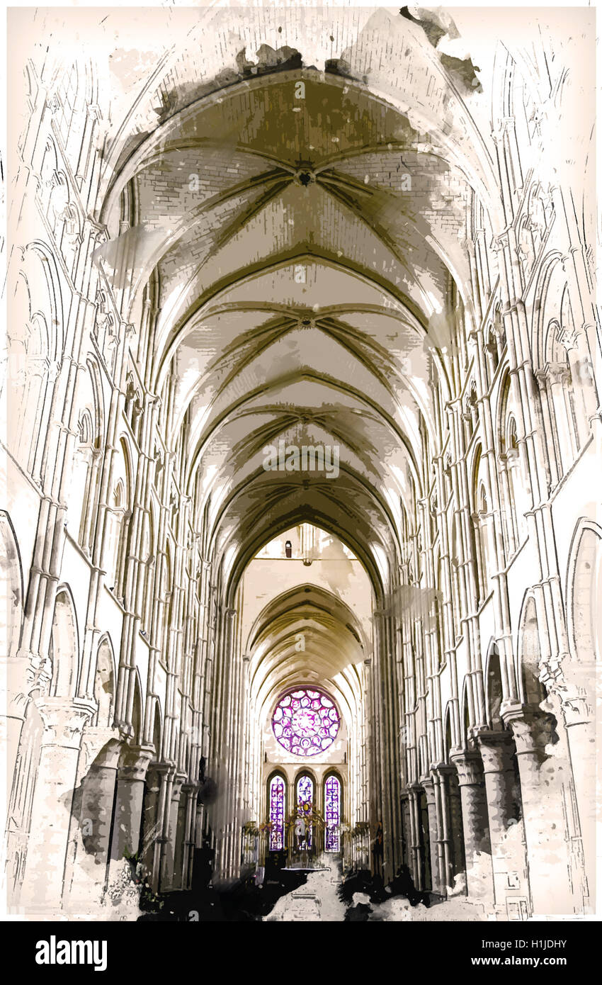 Nave of a Gothic Church Stock Photo - Alamy
