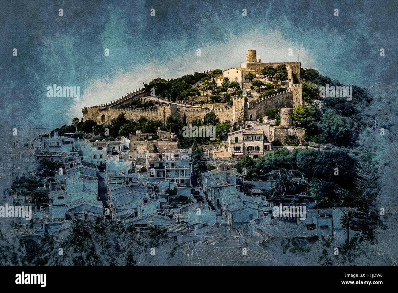 Capdepera castle on green hill in Mallorca Stock Photo - Alamy