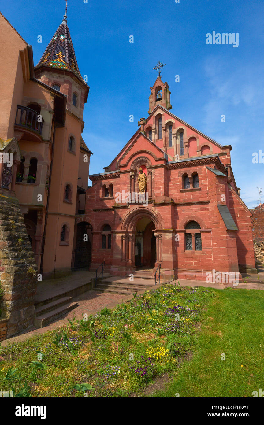 Eguisheim, Place du Chateau, St. Leo Capel, Castle, Alsace Wine Route ...