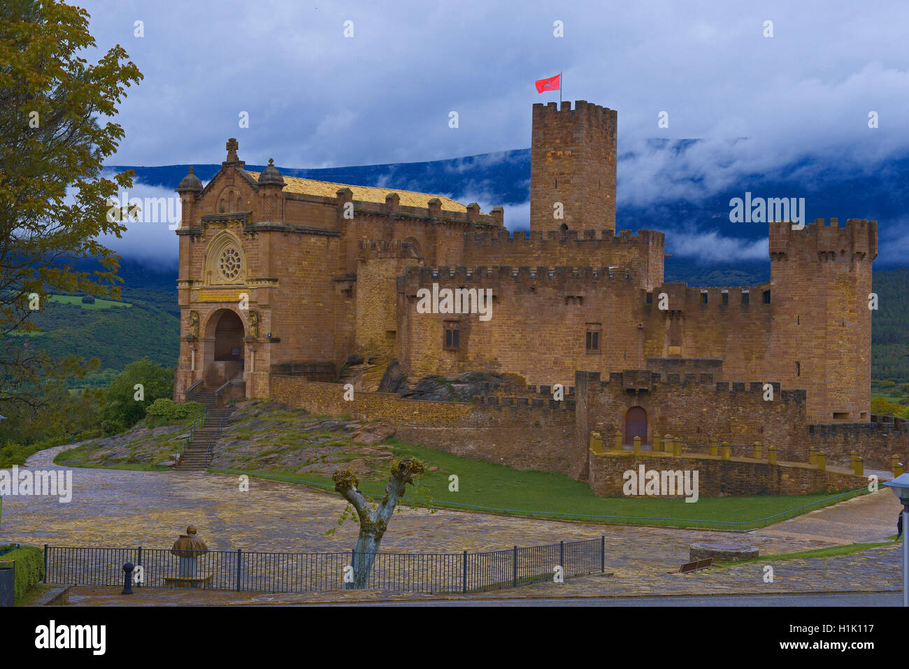 Castle of Javier, Javier, Way of St. James, Navarre, Spain Stock Photo ...