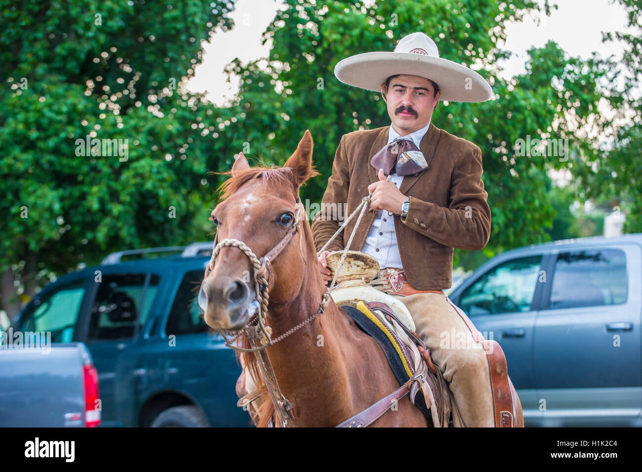 Charro participates at the 23rd International Mariachi & Charros festival in Guadalajara Mexico ...