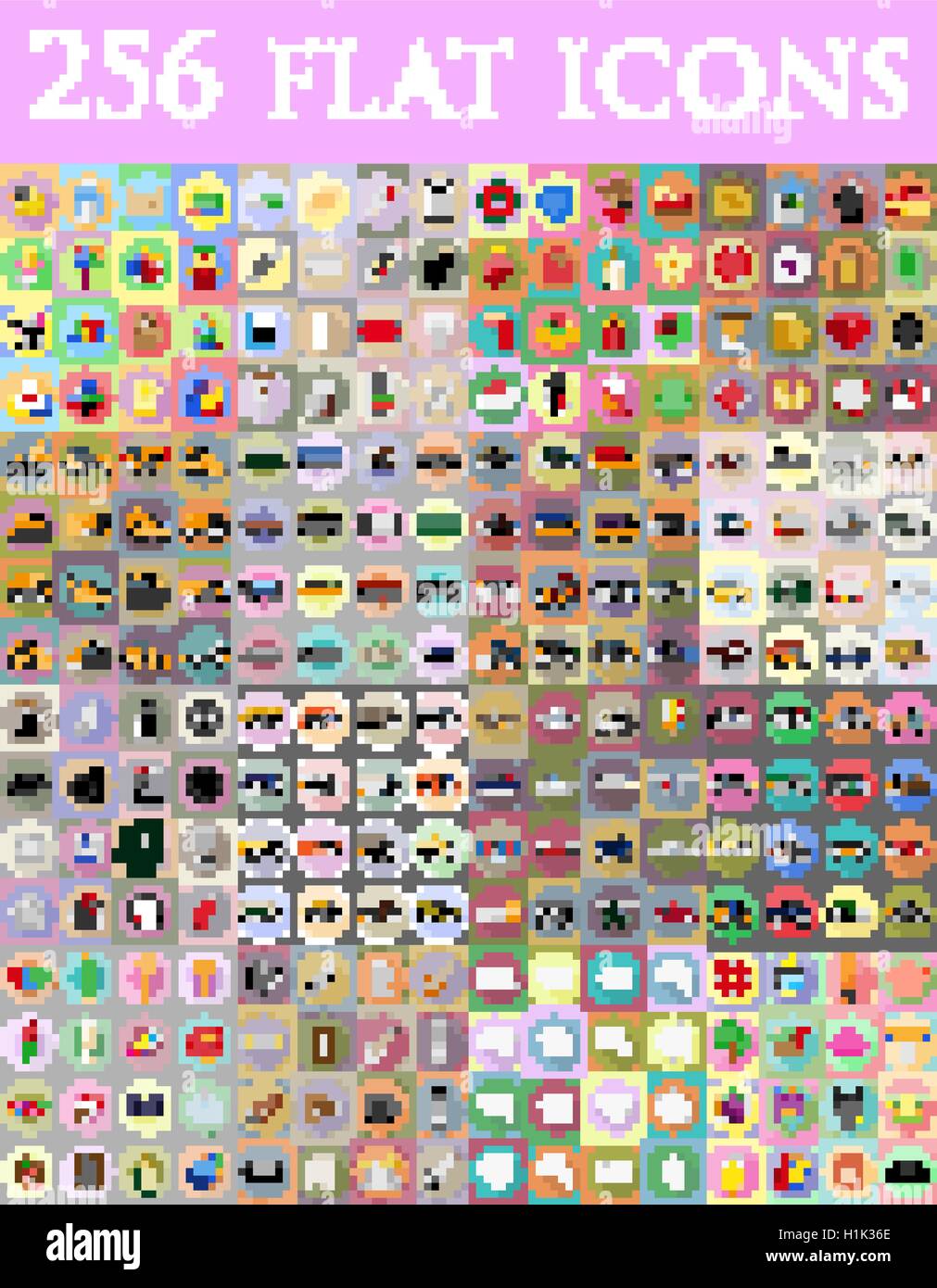 diverse set of flat icons vector illustration isolated on background ...