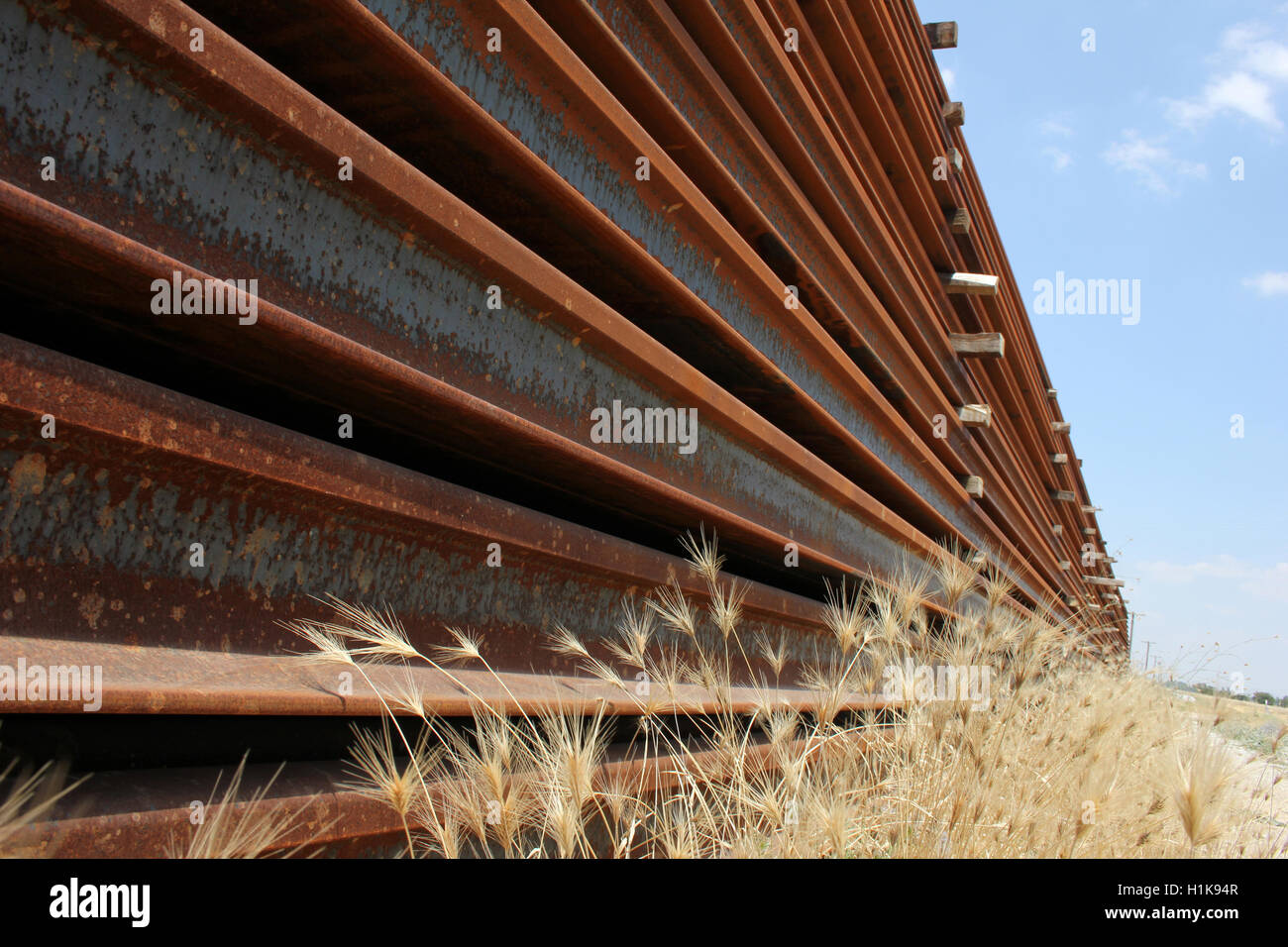 railway track laying construction area Stock Photo - Alamy