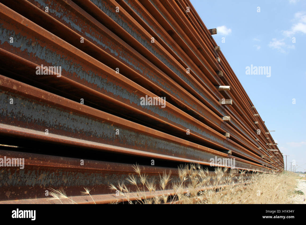 railway track laying construction area Stock Photo - Alamy