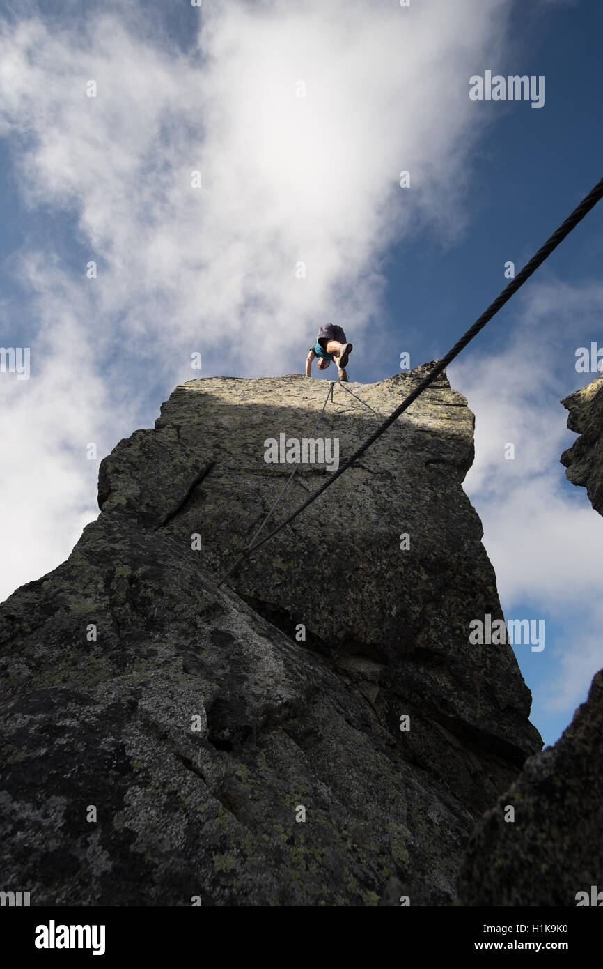 Man on via ferrata Stock Photo - Alamy