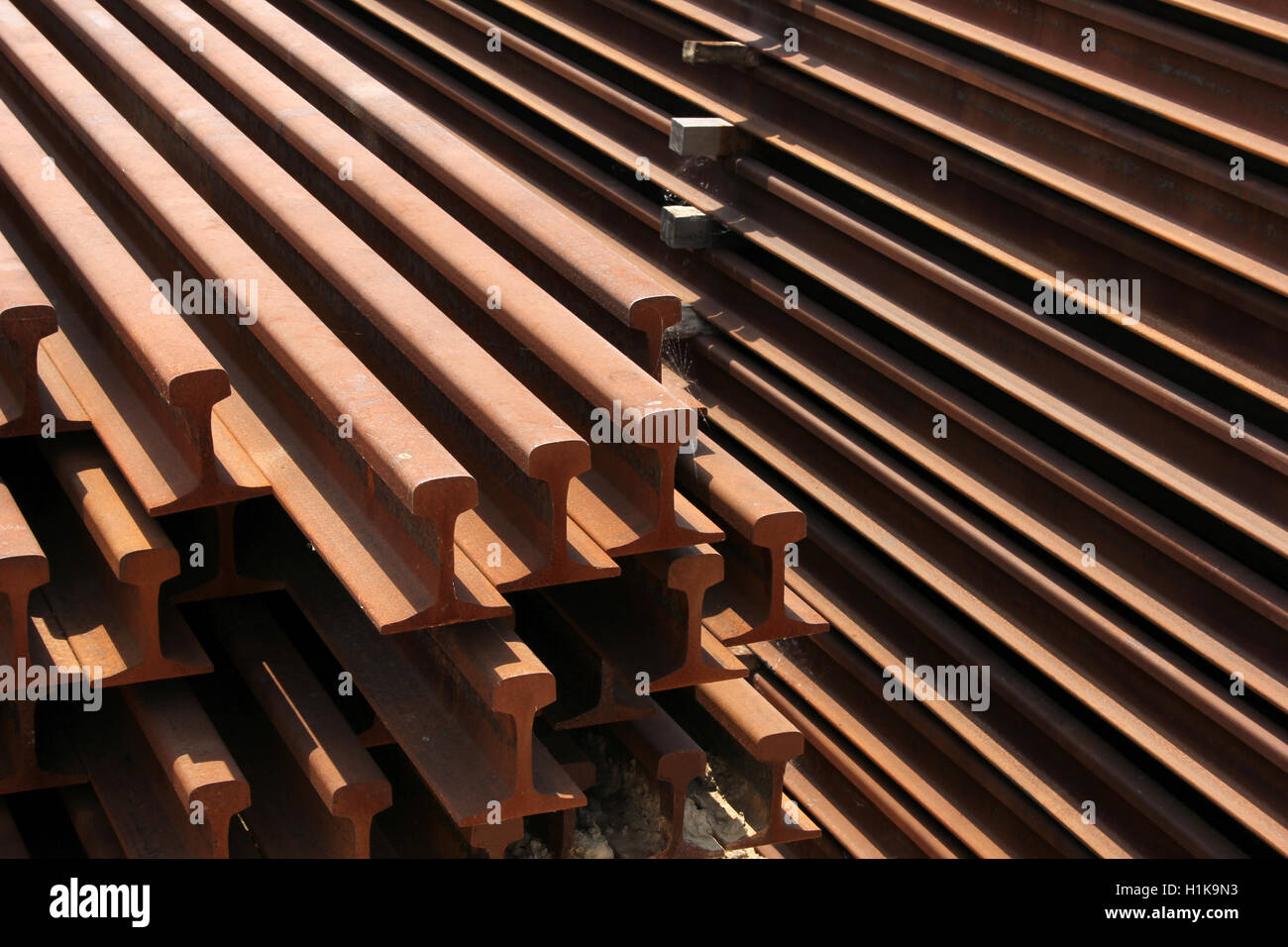 railway track laying construction area Stock Photo - Alamy