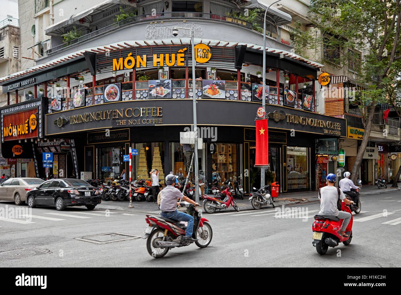 Trung Nguyen coffee shop on Dong Khoi street. District 1, Ho Chi Minh ...