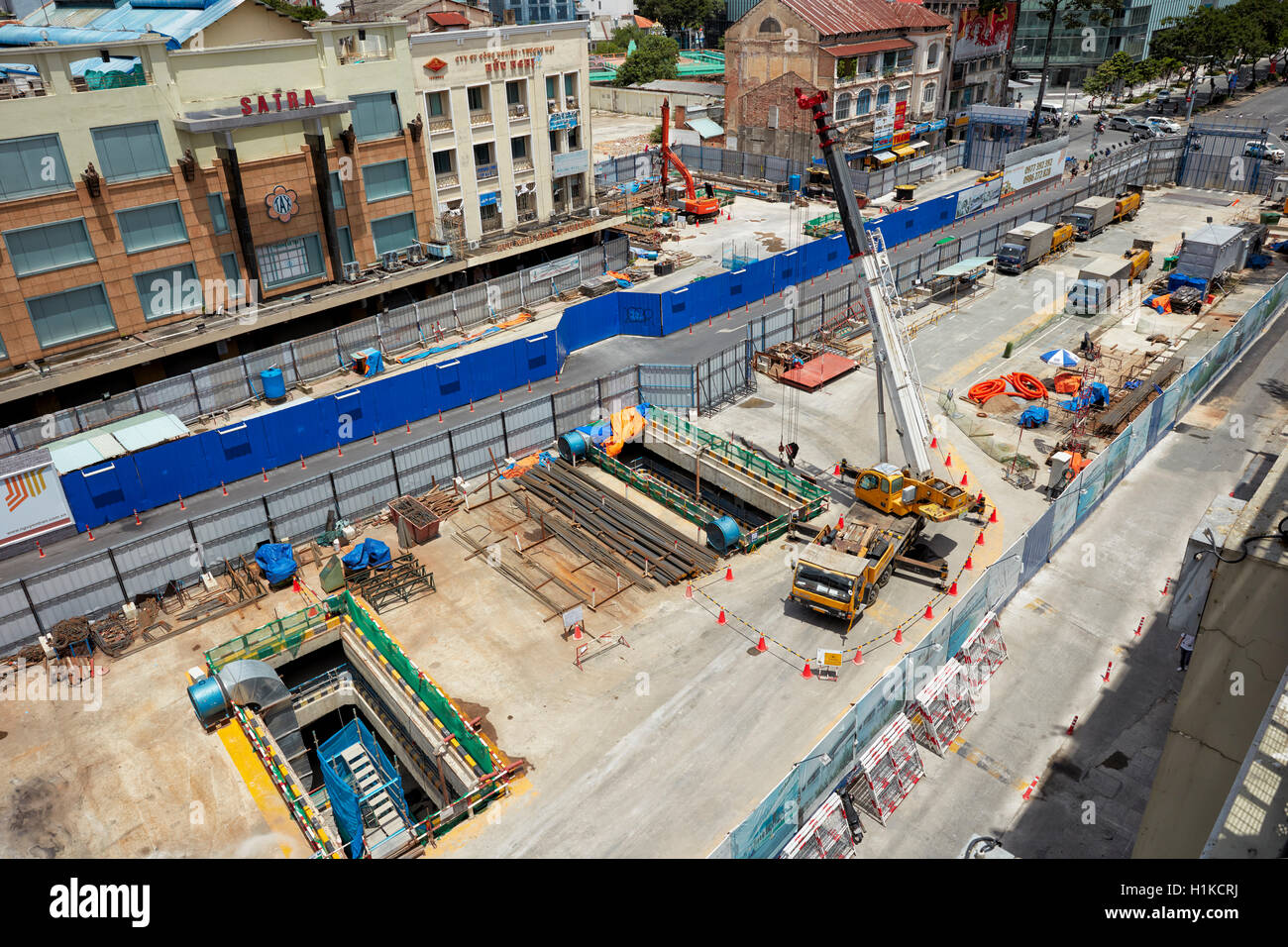 Metro construction site in District 1. Ho Chi Minh City, Vietnam Stock ...