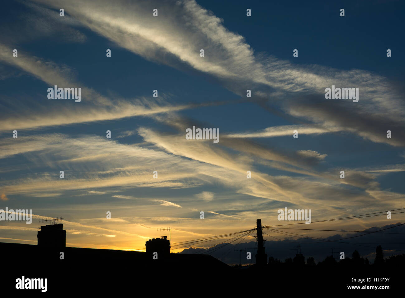 An urban sky at sunset, Warwick, UK Stock Photo - Alamy
