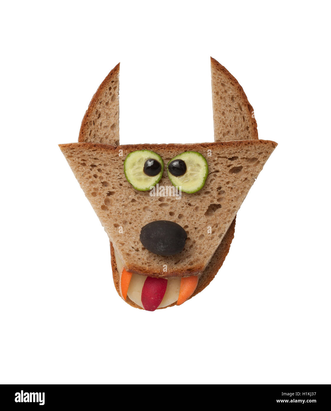 Funny wolf made of bread on isolated background Stock Photo - Alamy