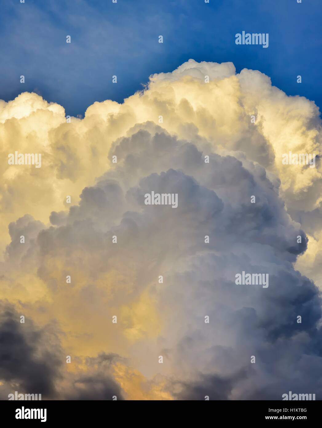 Storm clouds, towering vertical clouds, cumulonimbus, evening light ...