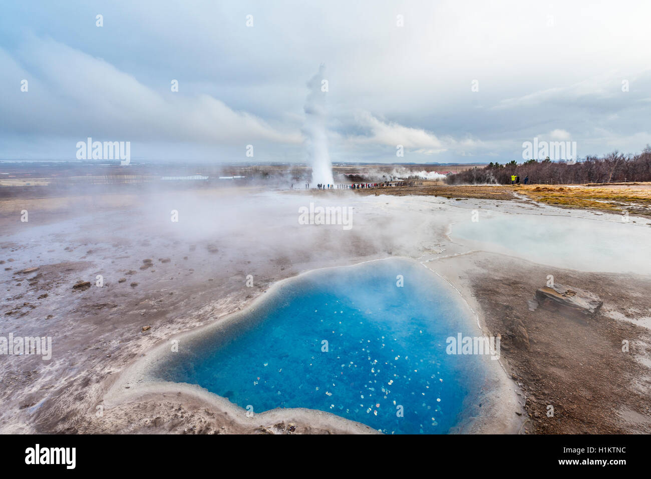 Hot springs, geothermal area in Haukadalur Valley, Blesi hot spring in ...