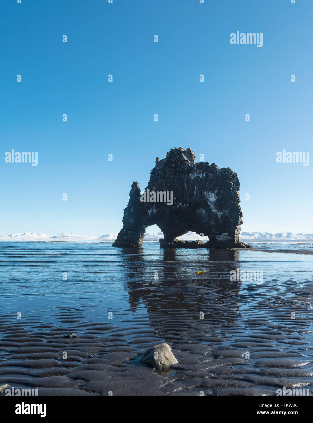 Hvitserkur, Elephant Rock on lava beach, natural basalt rock formation ...