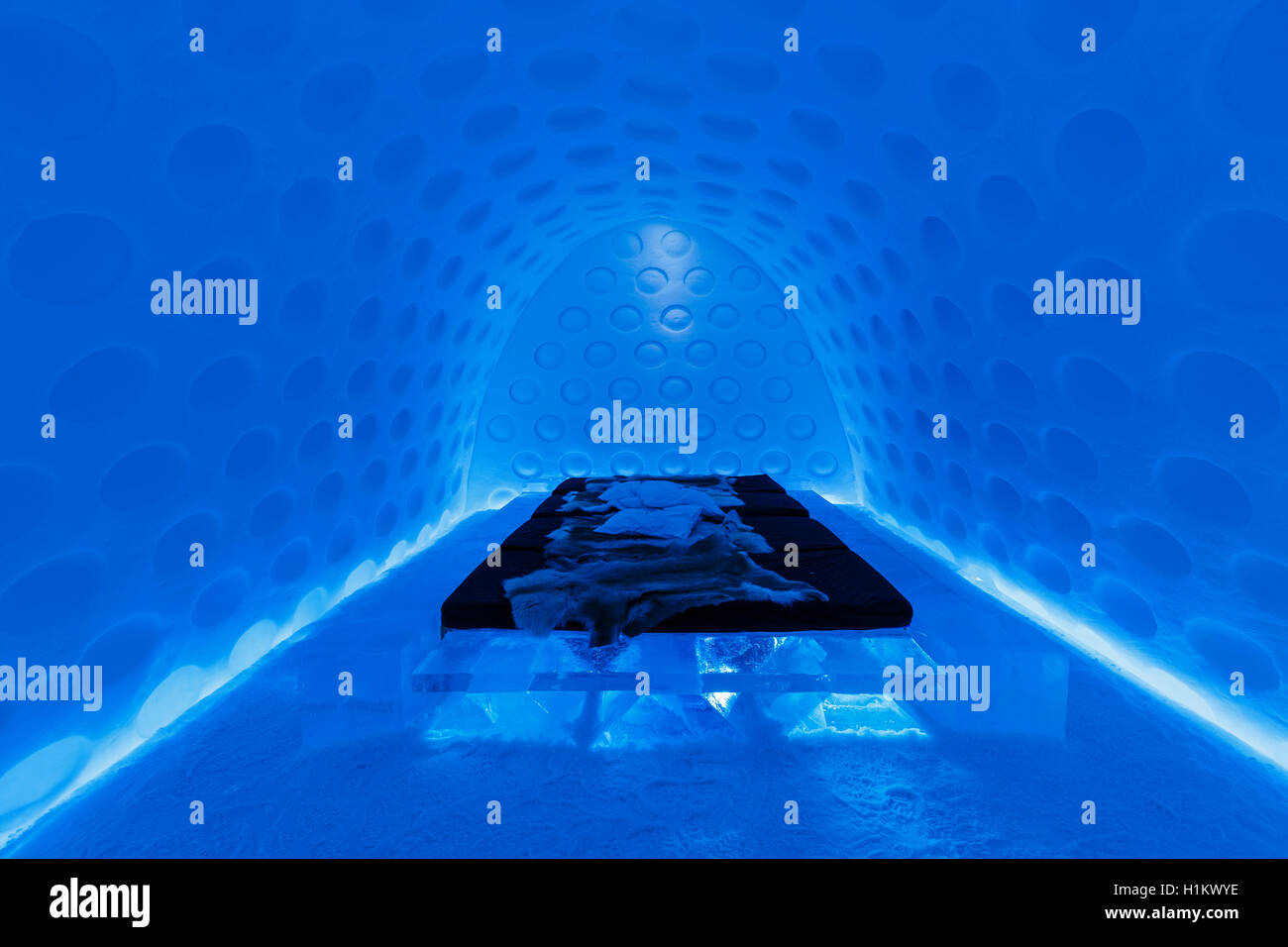 Bed with reindeer skins, Under The Arctic Skin suite, designed by Rob ...