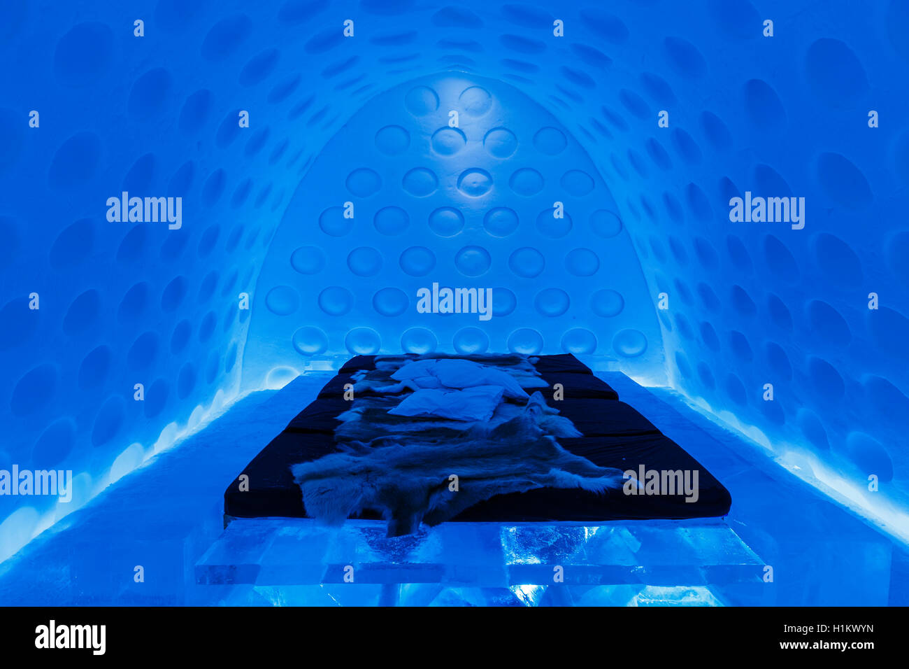 Bed with reindeer skins, Under The Arctic Skin suite, designed by Rob ...