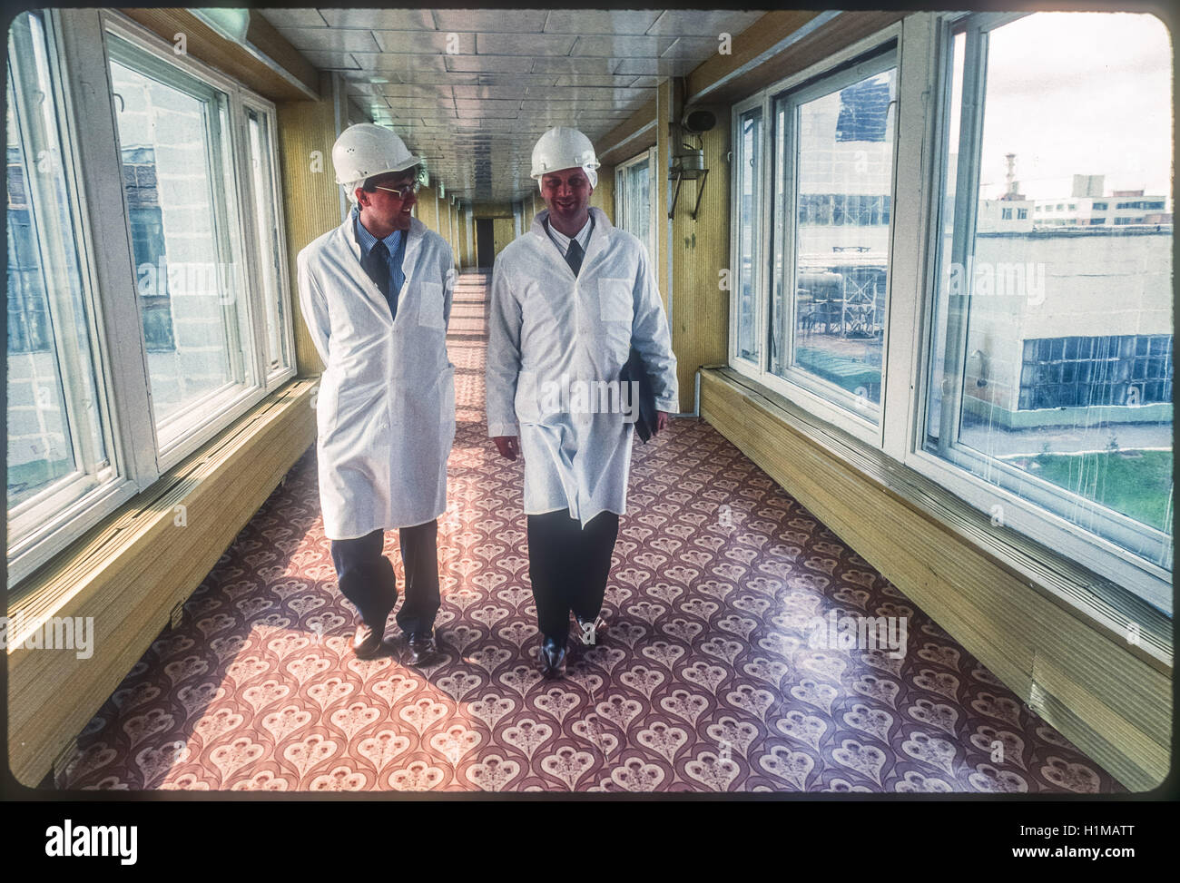 Technicians Chernobyl nuclear power station, Ukraine, May 1995 Stock ...