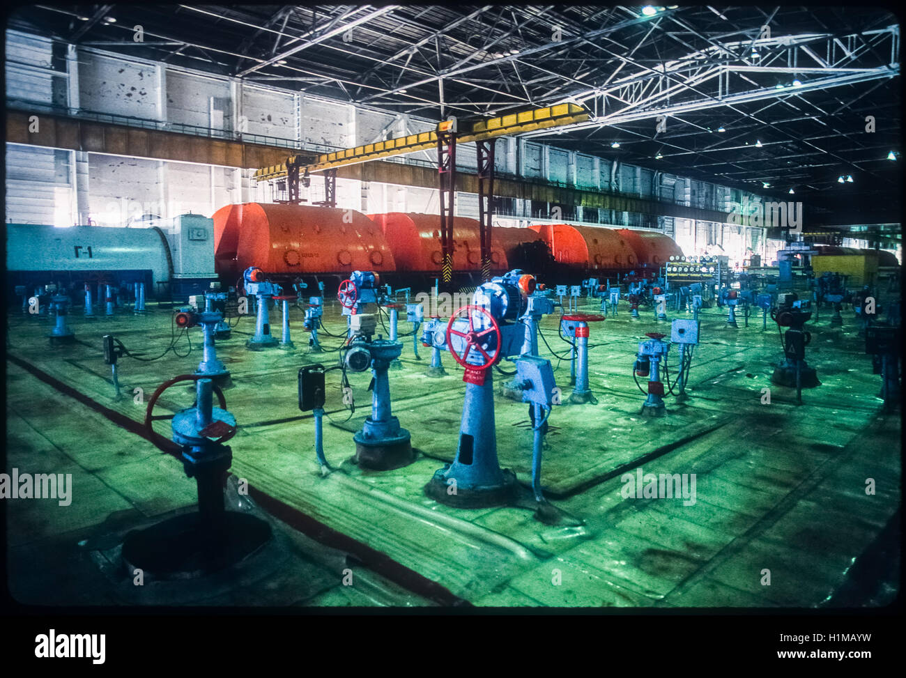 Inside the room from the turbine generators, the Chernobyl nuclear ...