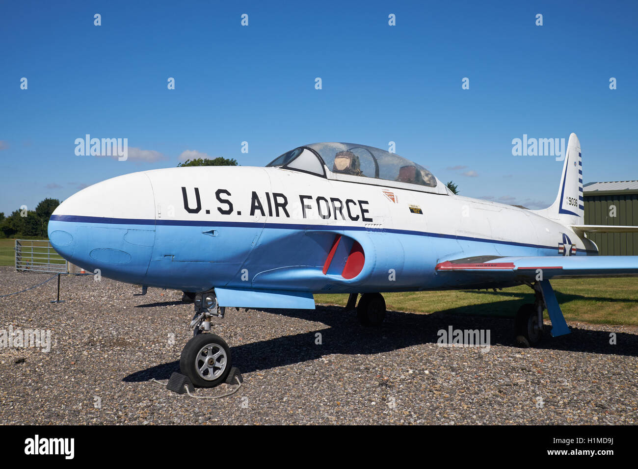 A Lockheed T-33A trainer aircraft on display at the Newark Air Museum ...