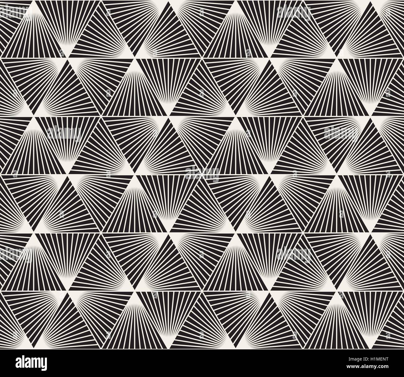 Vector Seamless Black And White Triangle Lines Grid Pattern Stock ...