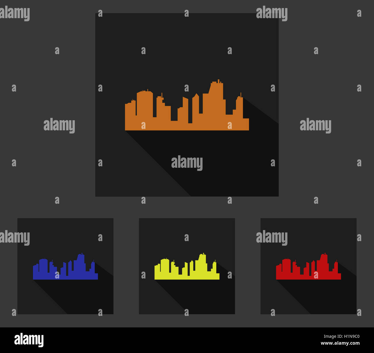 set of icons city skyline Stock Photo - Alamy