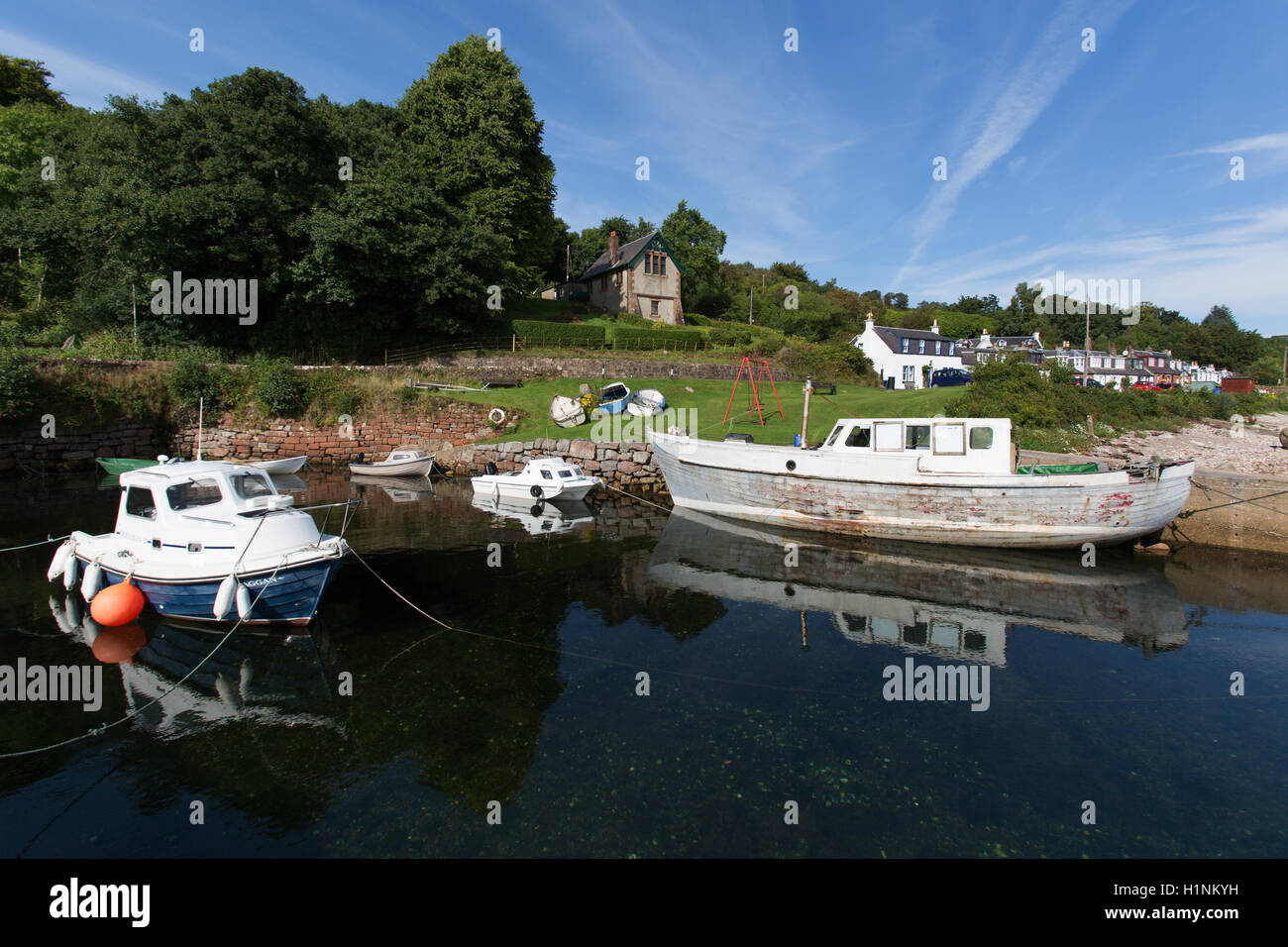 Isle of Arran, Scotland. Picturesque view of Corrie Port with the ...