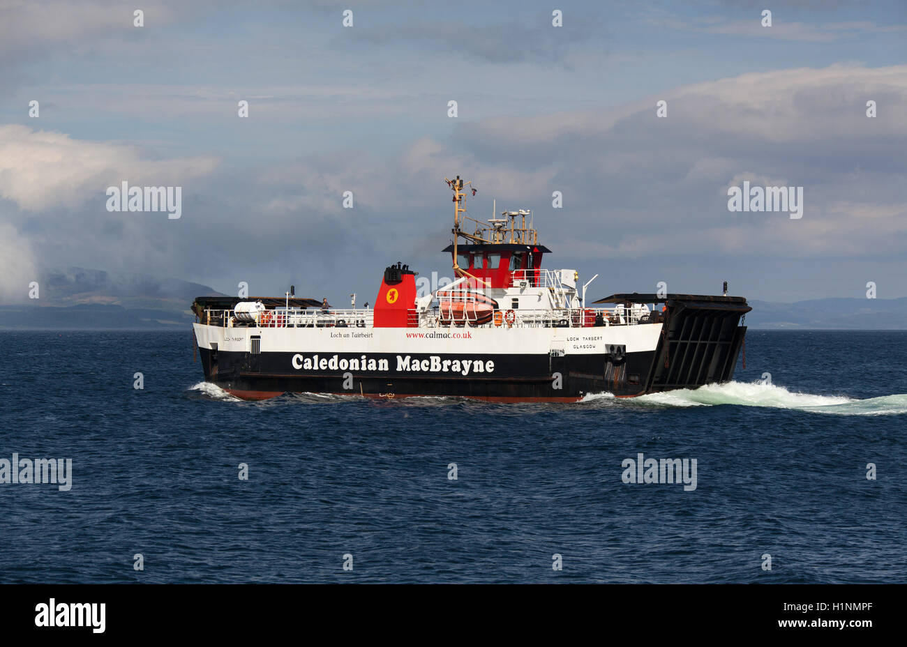 Isle of Arran, Scotland. Picturesque view of the CalMac ferry, MV Loch ...