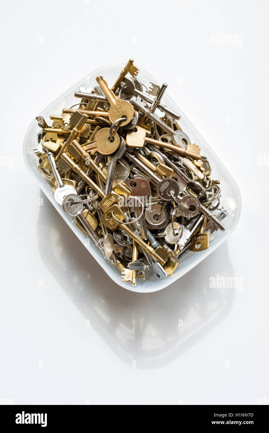 Collection of old brass and steel keys Stock Photo - Alamy