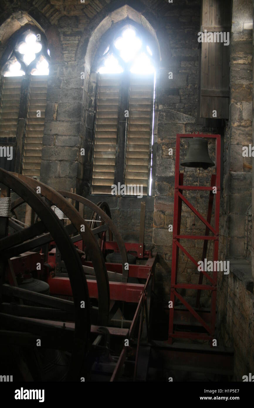 Inside the bell chamber of the Crooked Spire (Church of St Mary and All ...