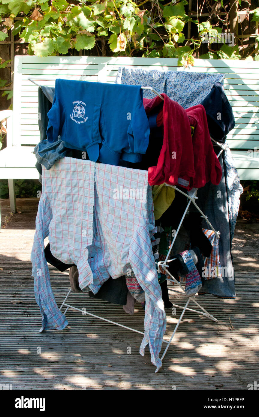 washing hanging on a dryer Stock Photo - Alamy