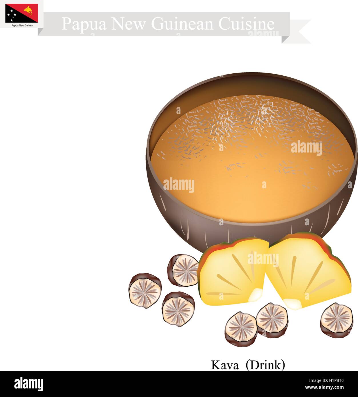 Papua New Guinean Cuisine, Illustration of Kava or Traditional Beverage ...
