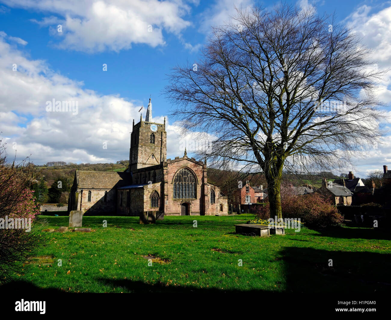 Church in Wirksworth village town Peak District National Park ...
