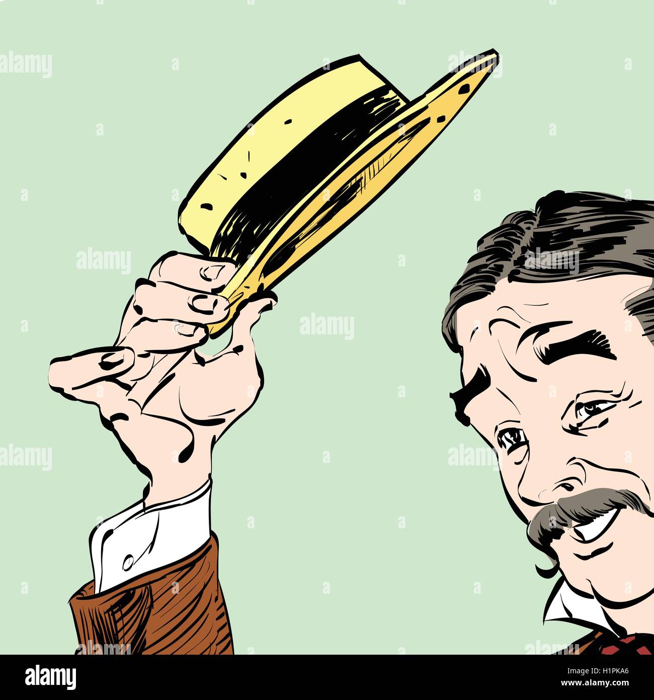 The gentleman politely raised his hat in greeting Stock Vector Image ...