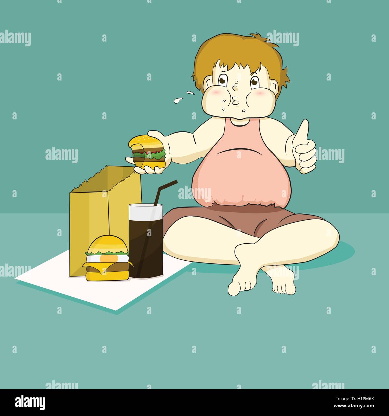 Overweight child eating junk food hi-res stock photography and images ...