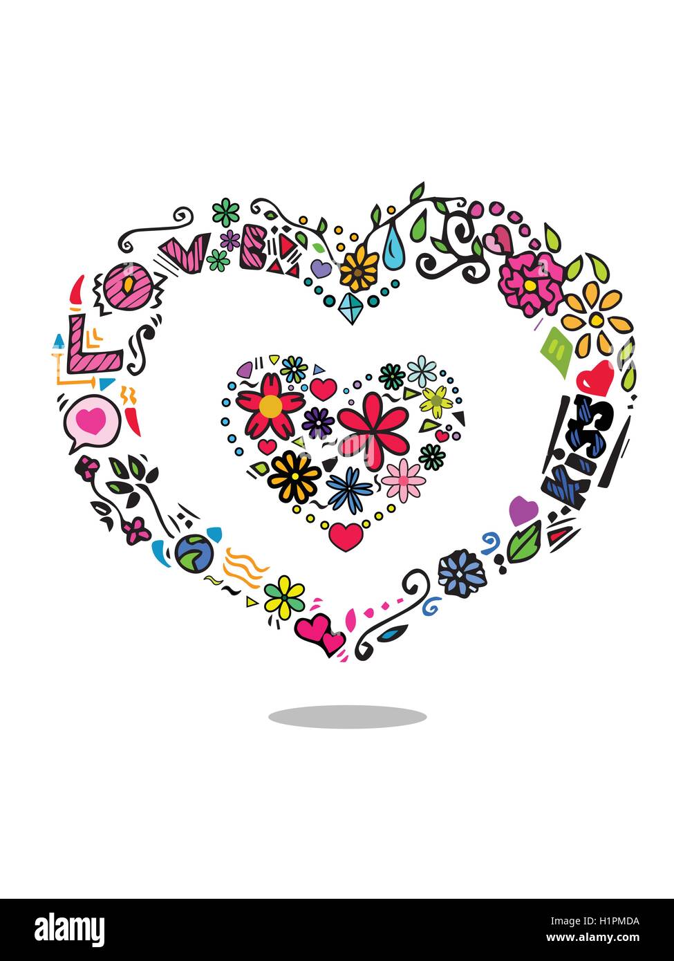 Colorful heart, floral and anything in heart Stock Vector Image & Art ...