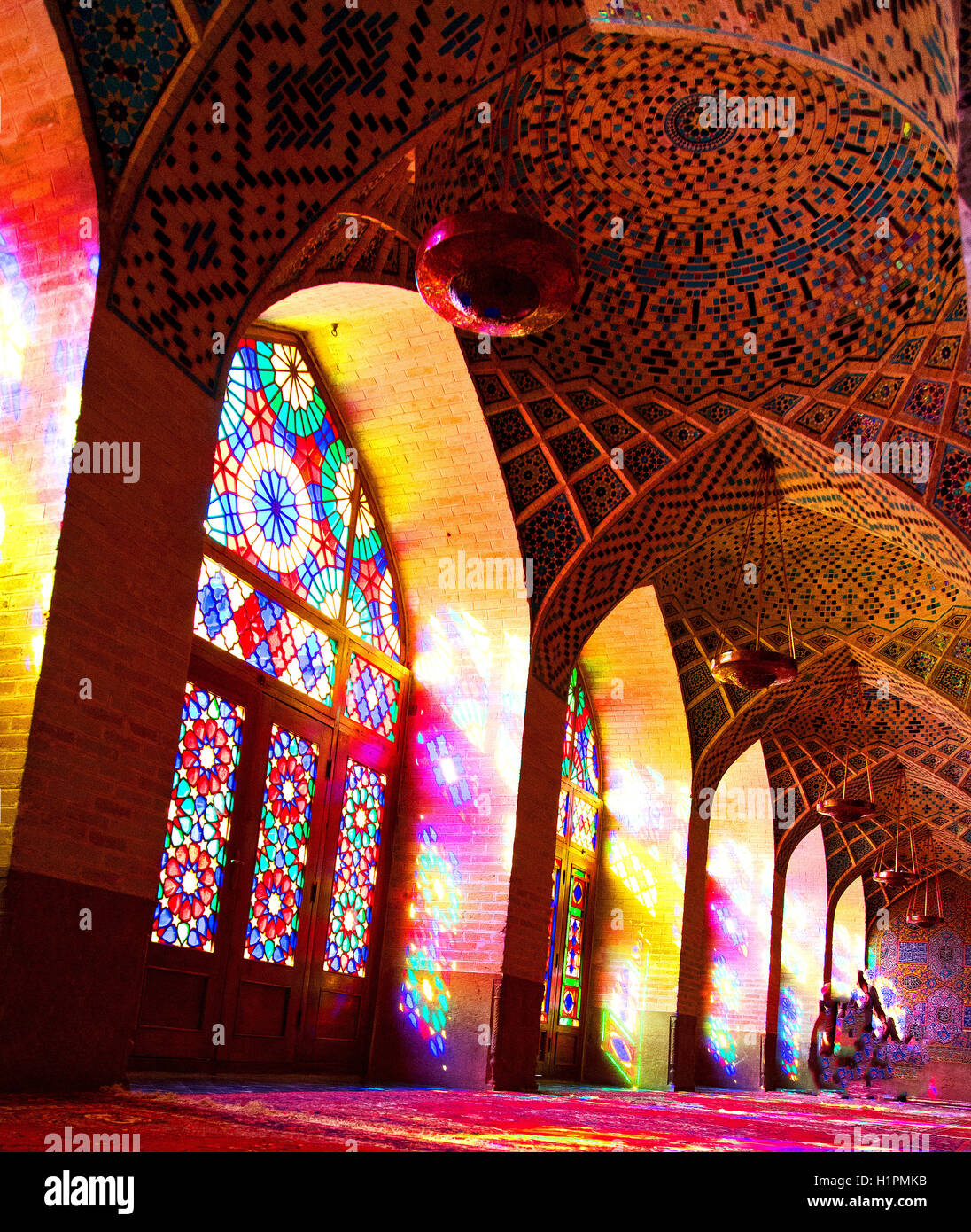 in iran blur colors from the windows the old mosque traditional scenic ...