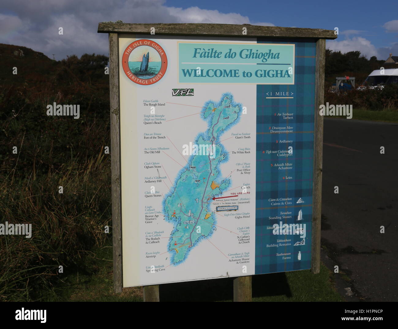 Welcome gigha sign map isle hi-res stock photography and images - Alamy