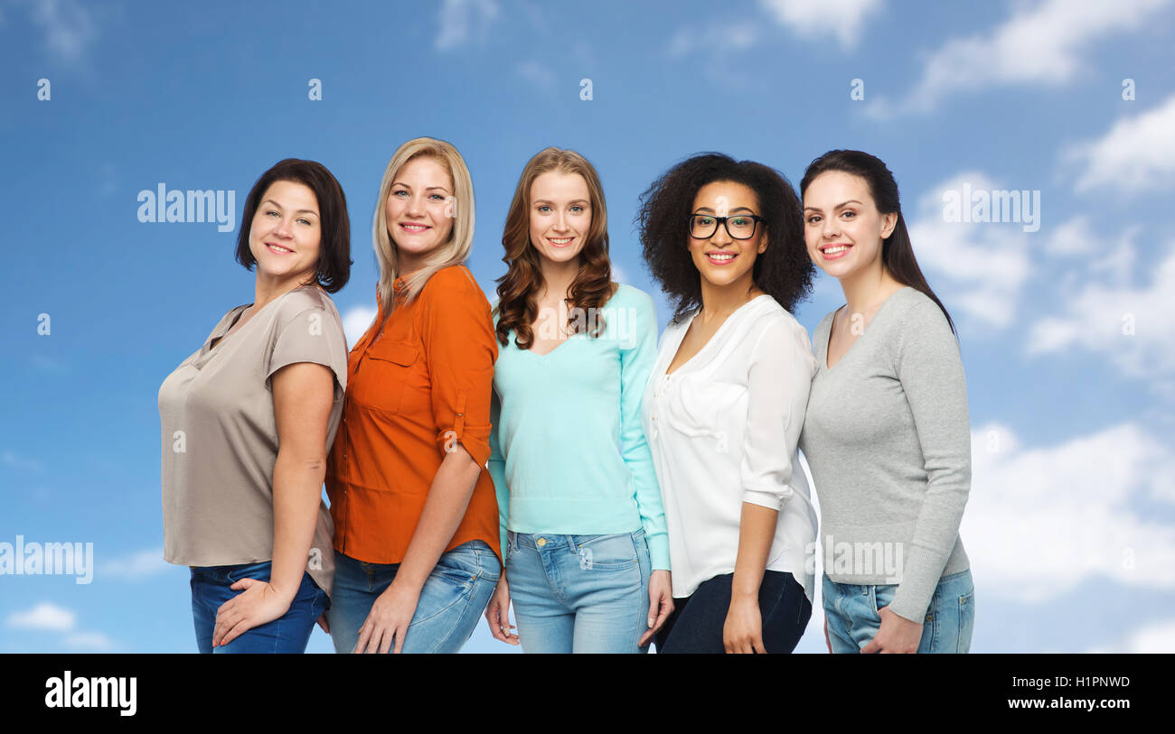 group of happy different women in casual clothes Stock Photo - Alamy