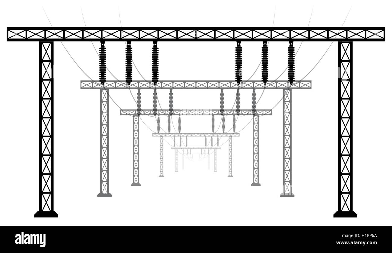 Vector landscape high voltage power transmission lines Stock Vector ...