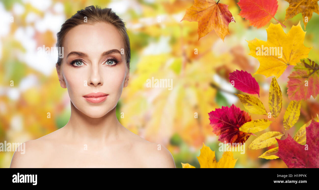 beautiful young woman face over white background Stock Photo - Alamy