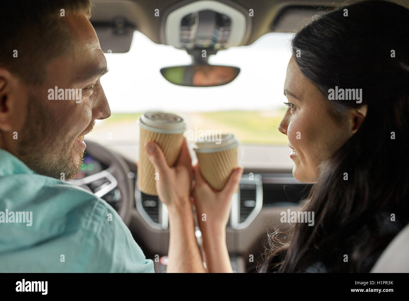 Man drinking coffee in car hi-res stock photography and images - Alamy