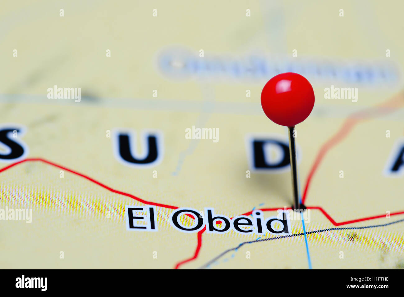 El Obeid pinned on a map of Sudan Stock Photo - Alamy