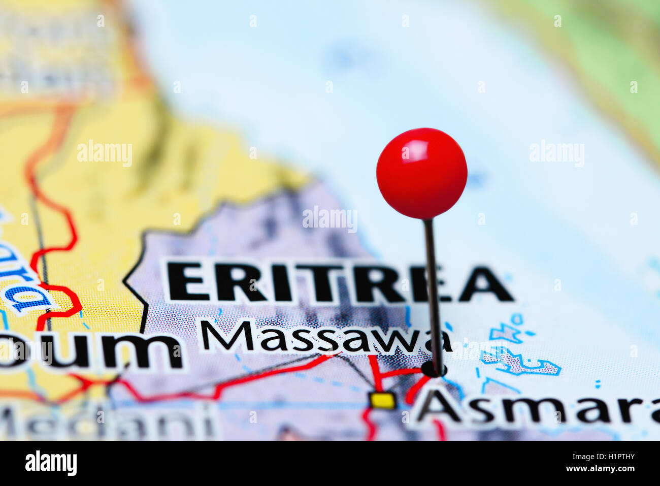Massawa pinned on a map of Eritrea Stock Photo - Alamy