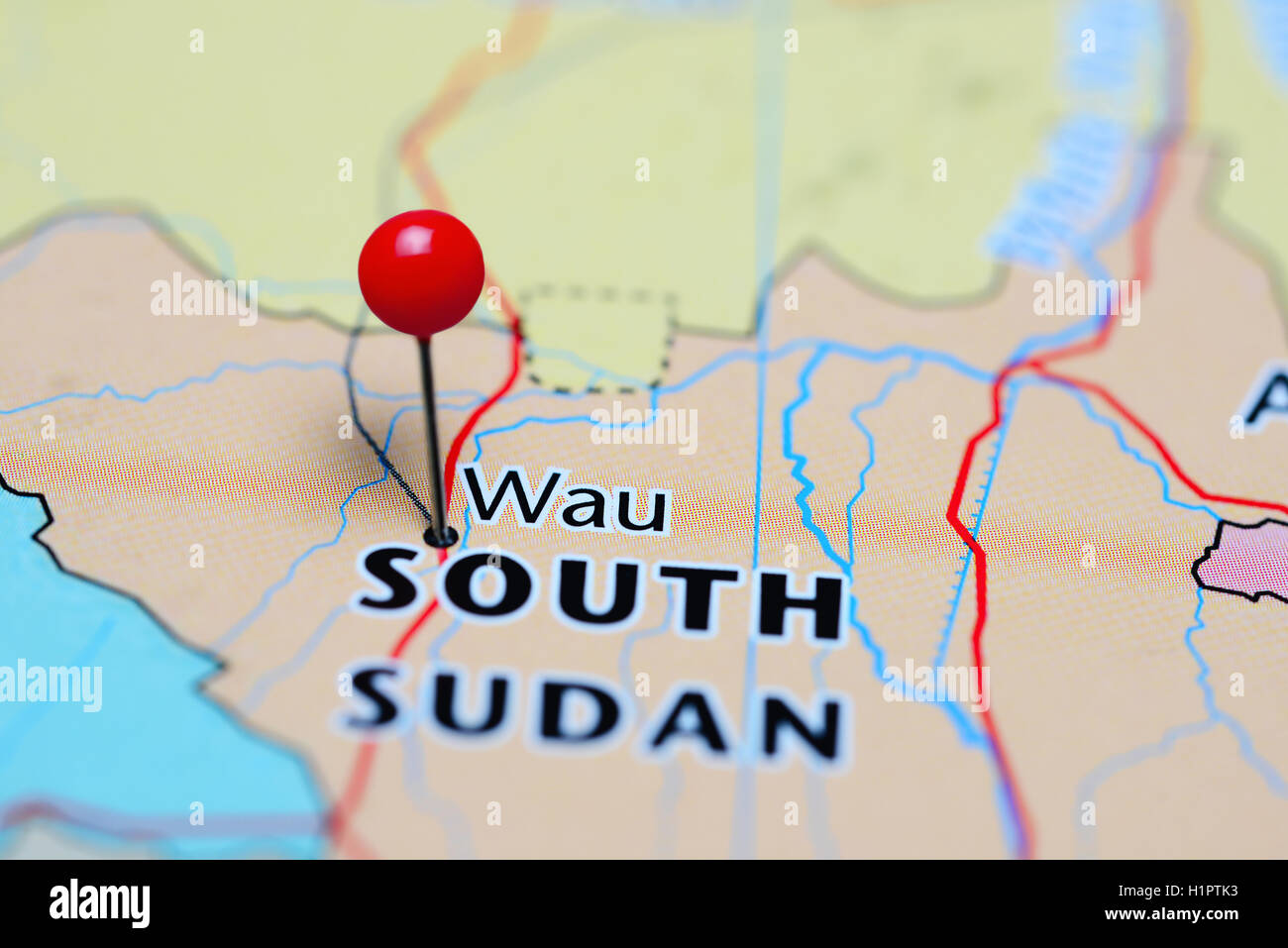 Wau pinned on a map of South Sudan Stock Photo - Alamy