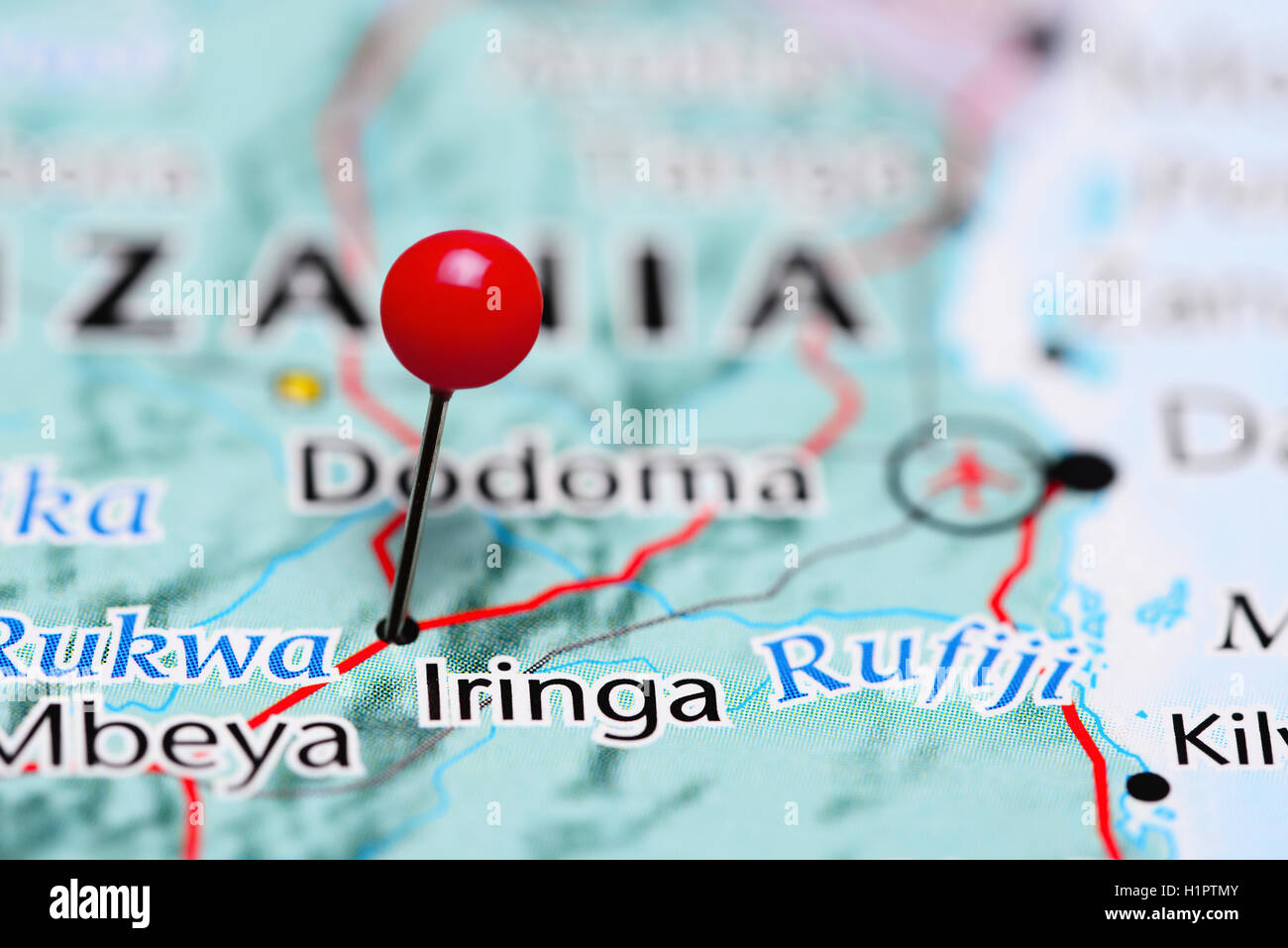 Iringa pinned on a map of Tanzania Stock Photo - Alamy