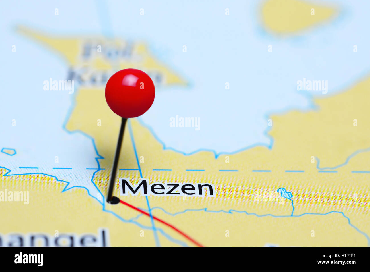 Mezen pinned on a map of Russia Stock Photo - Alamy