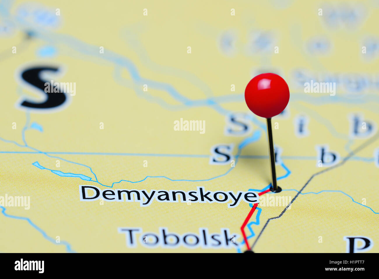 Demyanskoye pinned on a map of Russia Stock Photo - Alamy