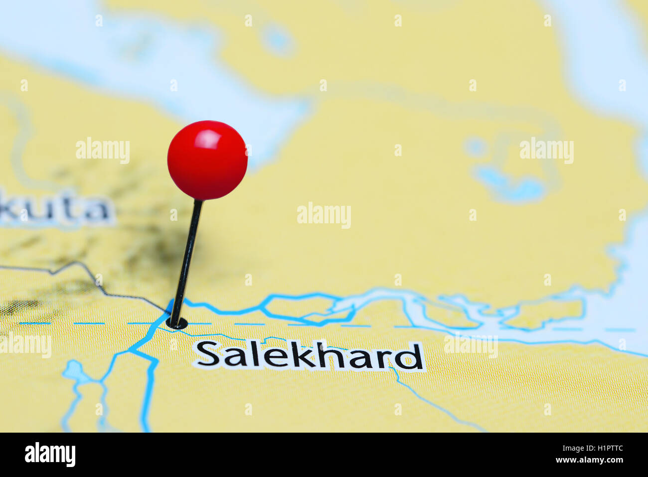 Salekhard pinned on a map of Russia Stock Photo - Alamy