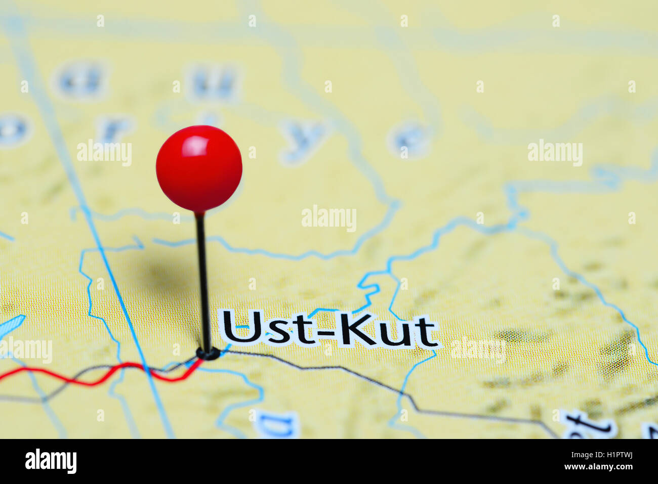 Ust-Kut pinned on a map of Russia Stock Photo - Alamy